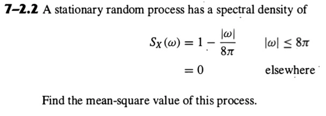 Solved 7-2.2 A stationary random process has a spectral | Chegg.com