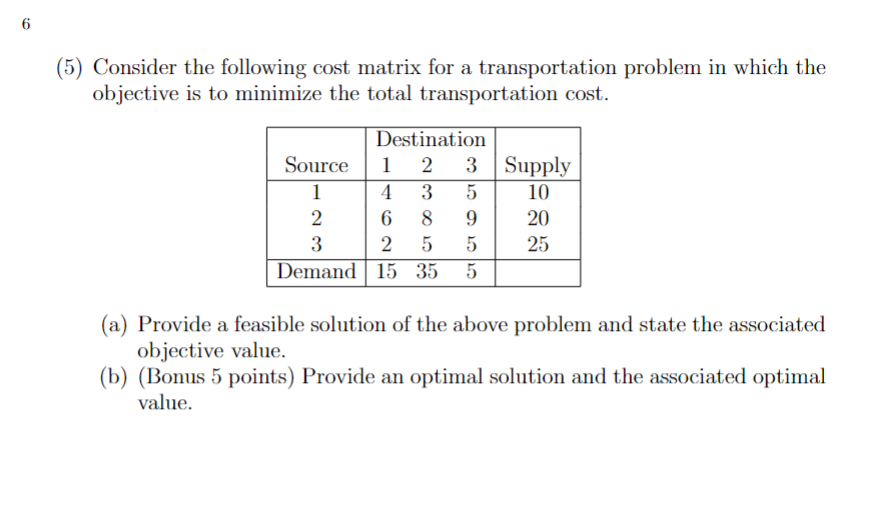 Solved Please solve without code!(5) ﻿Consider the following | Chegg.com