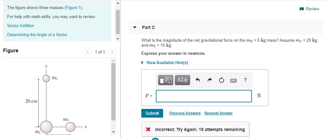 Solved A Review The figure shows three masses (Figure 1). | Chegg.com