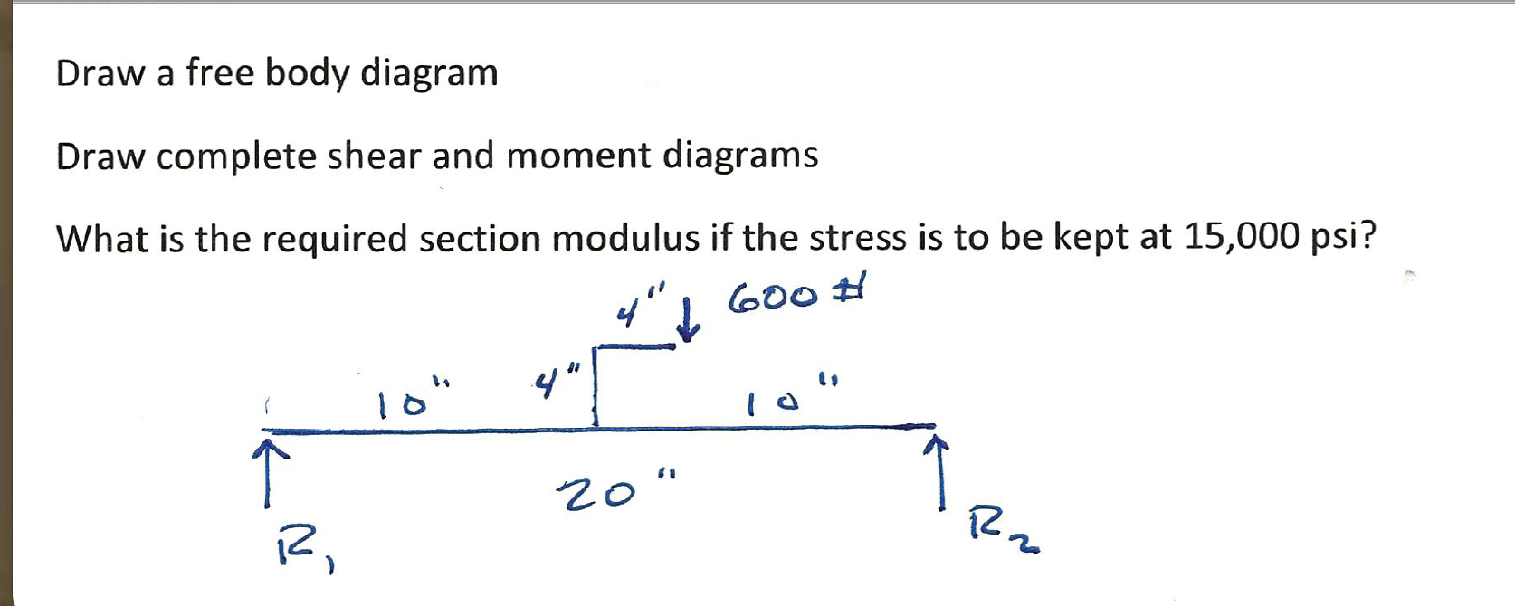 Solved Draw a free body diagram Draw complete shear and | Chegg.com