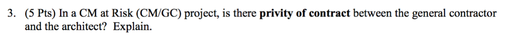 3. (5 Pts) In a CM at Risk (CM/GC) project, is there | Chegg.com