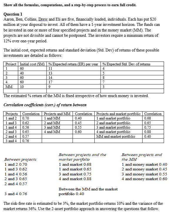 Show all the formulas, computations, and a | Chegg.com
