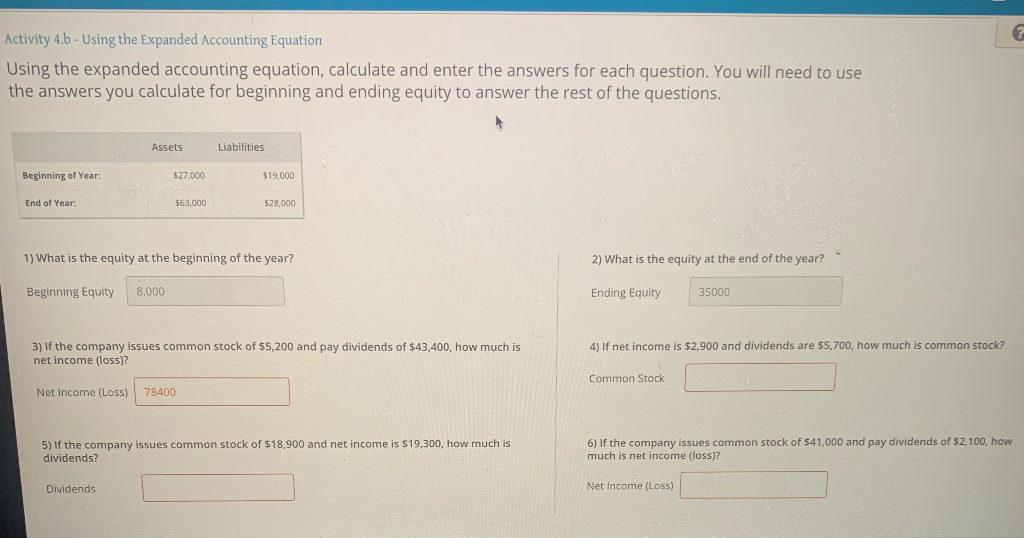 Solved Activity 4.b - Using the Expanded Accounting Equation | Chegg.com