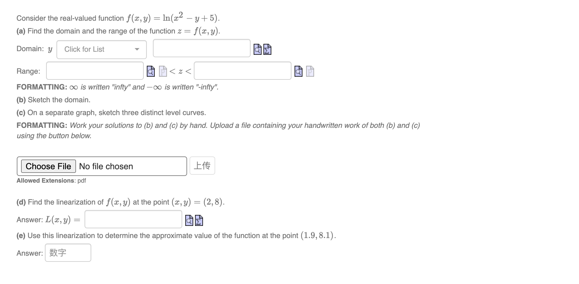 Solved Consider the real-valued function f(x, y) = ln(x2 – | Chegg.com