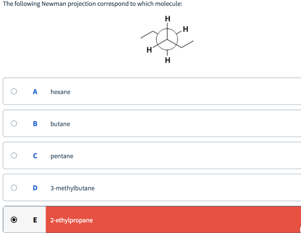 Solved The following Newman projection correspond to which | Chegg.com