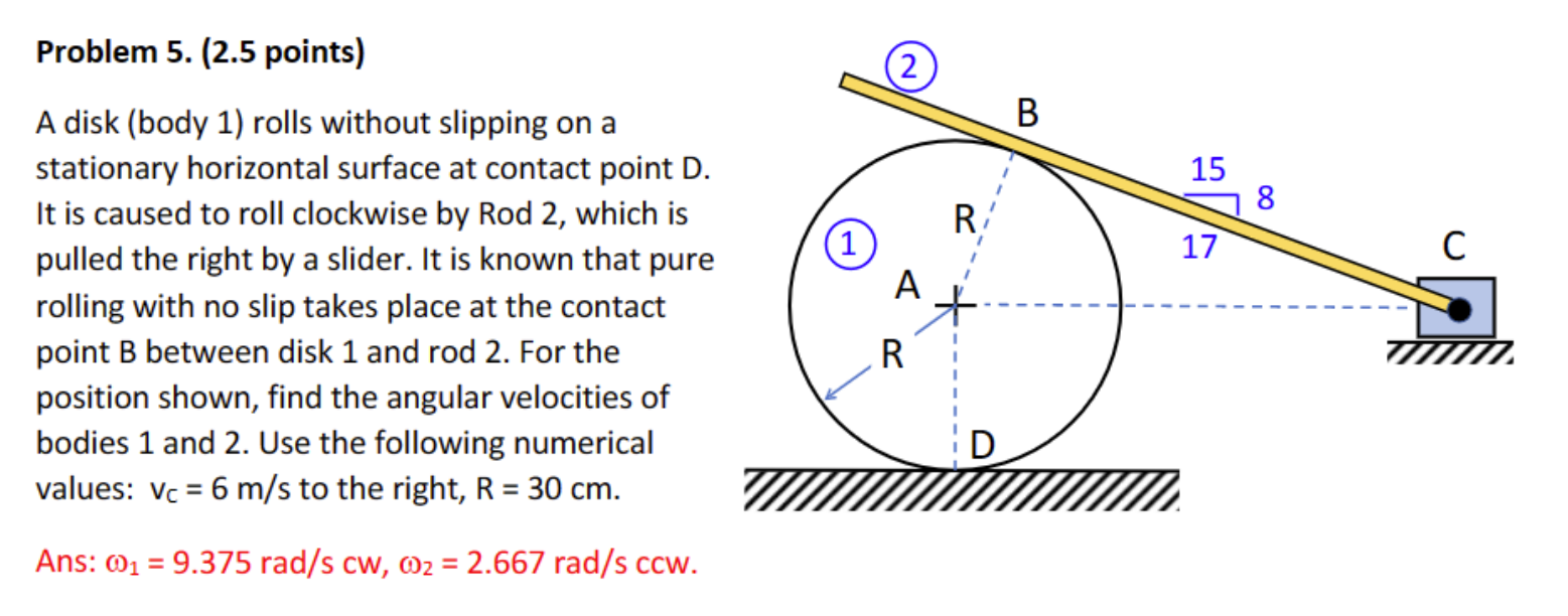Solved A disk (body 1) rolls without slipping on a | Chegg.com
