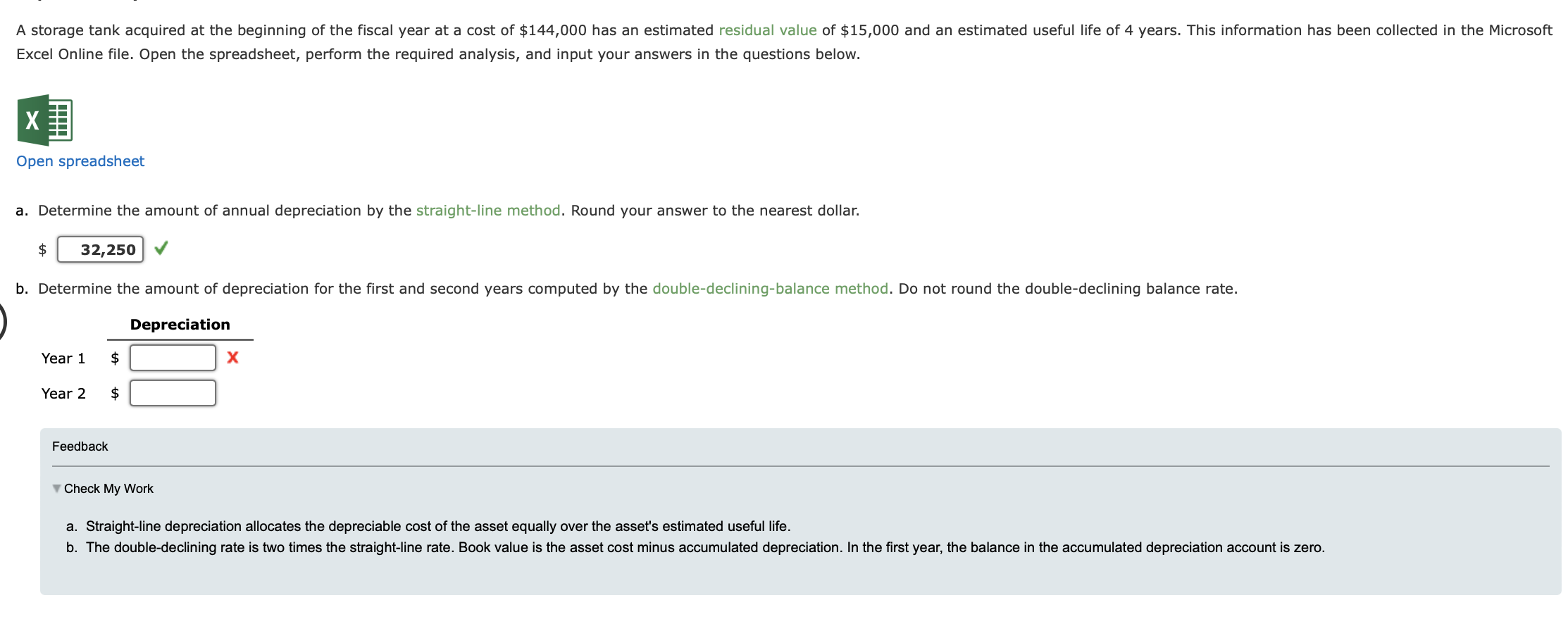 Solved Open spreadsheet a. Determine the amount of annual | Chegg.com