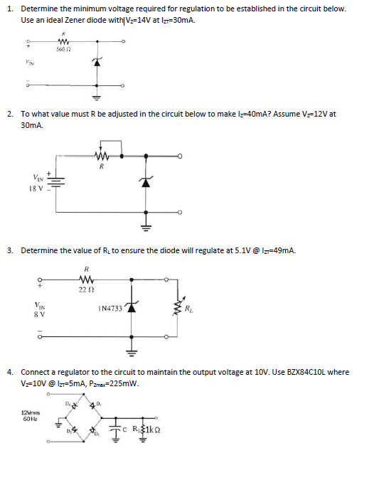 Solved 1. Determine the minimum voltage required for | Chegg.com