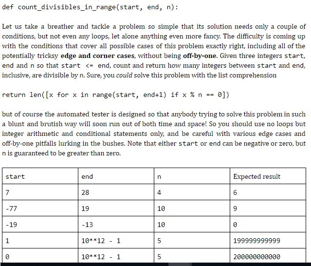 Solved def count_divisibles_in_range (start, end, n): Let us | Chegg.com