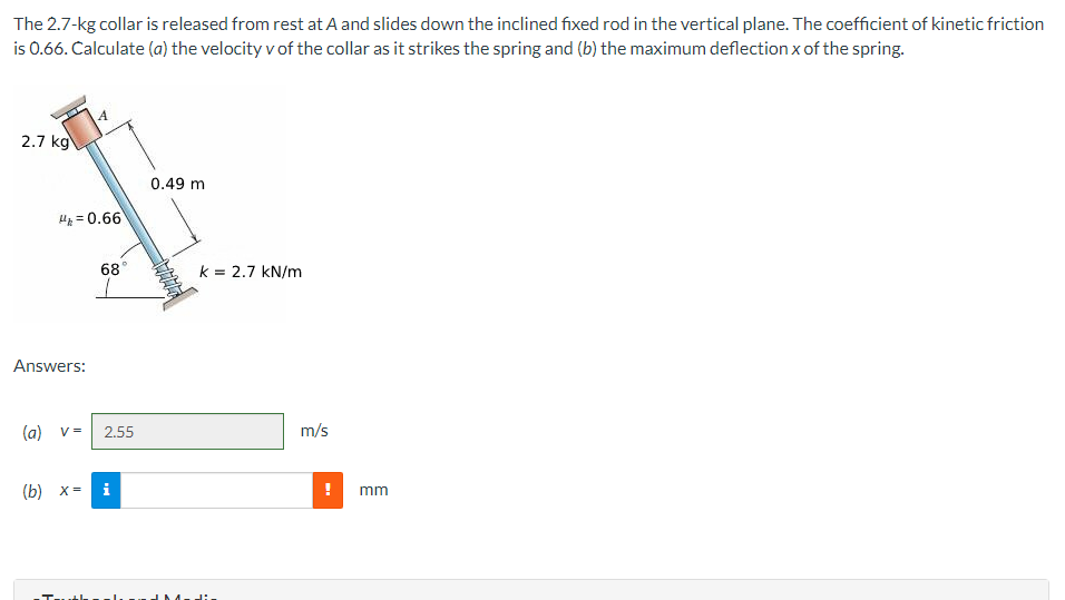 Solved The 2.7-kg collar is released from rest at A and | Chegg.com