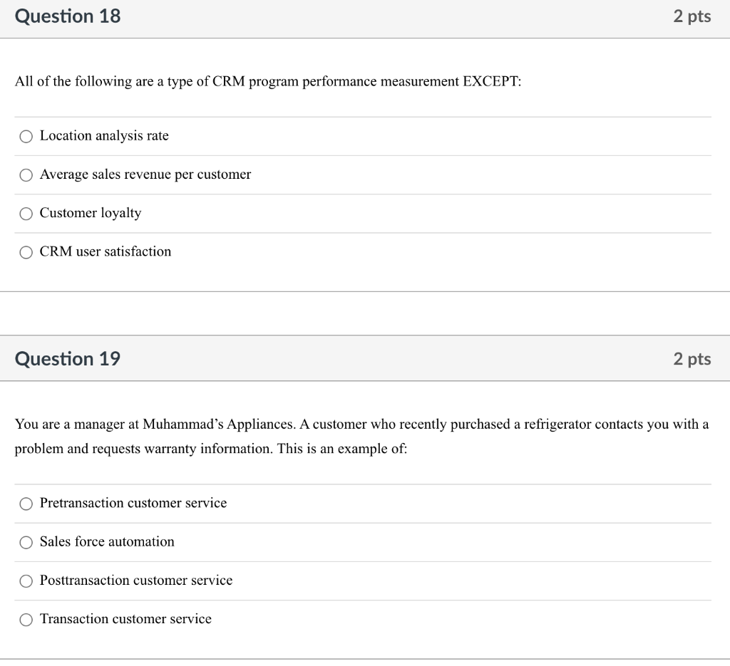 Solved All of the following are a type of CRM program | Chegg.com