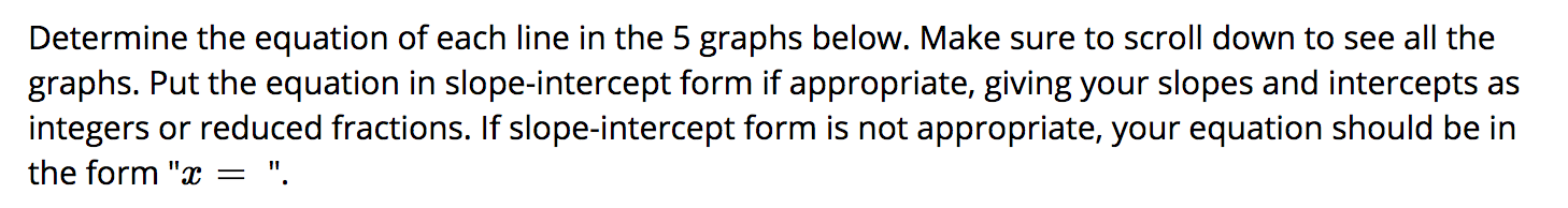 Solved Determine the equation of each line in the 5 graphs | Chegg.com