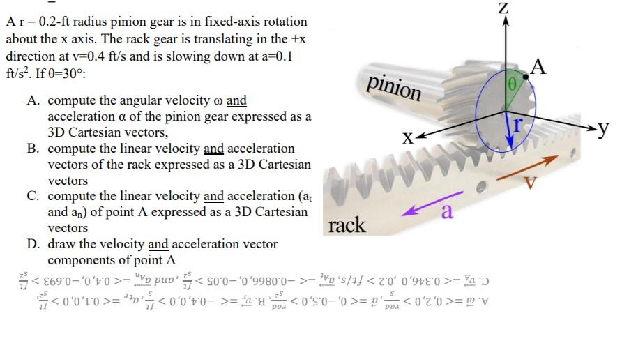 Solved N A pinion 0 y Ar=0.2-ft radius pinion gear is in | Chegg.com