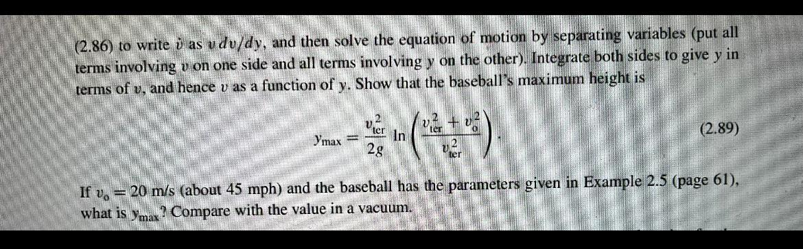 Solved 2.42⋆⋆ Consider again the baseball of Problem 2.41 | Chegg.com