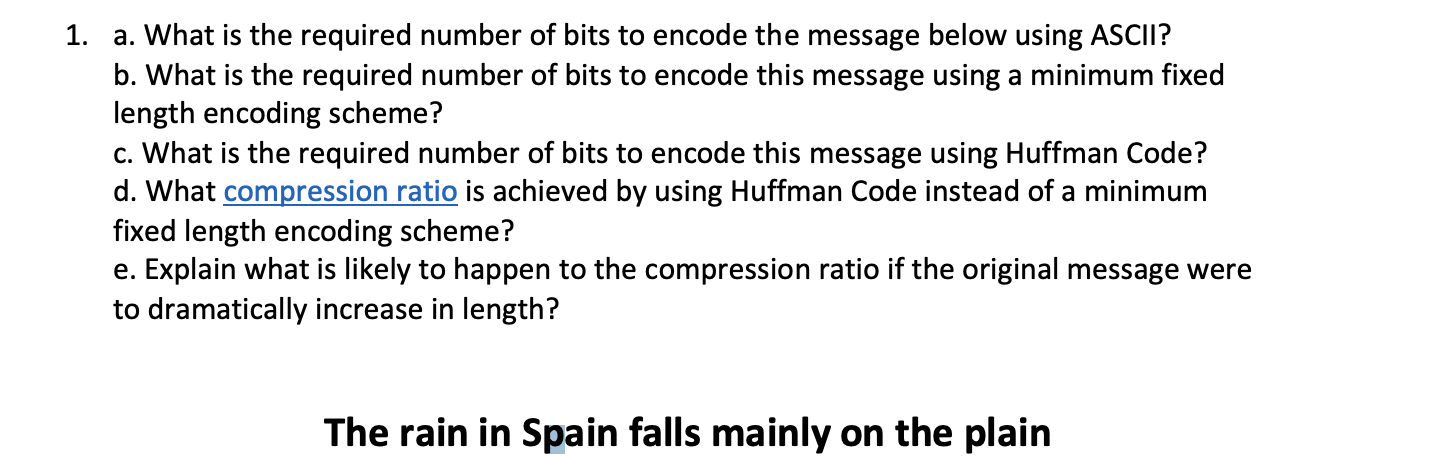 Solved 1. a. What is the required number of bits to encode | Chegg.com