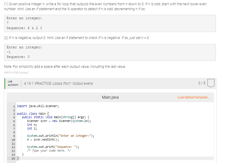 Solved (1) Given positive integer n, write a for loop that | Chegg.com