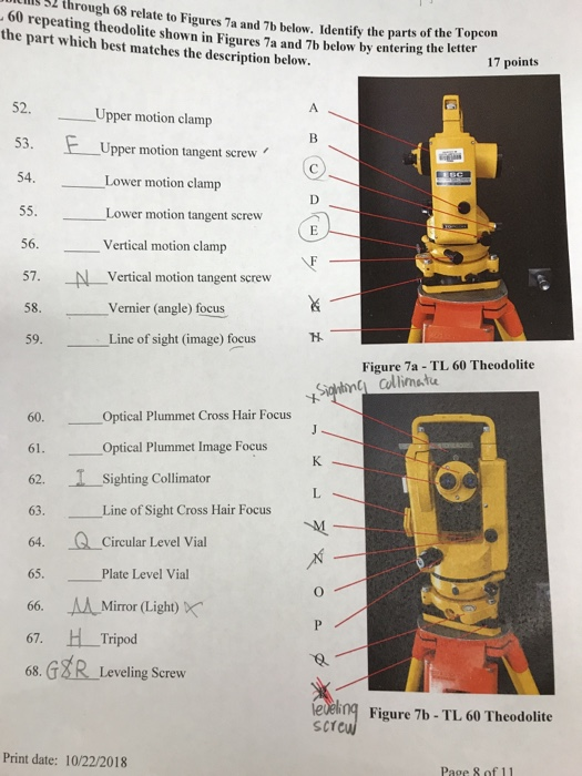 Solved 60 repeating theodolite shown in Figures 7a and 7b | Chegg.com