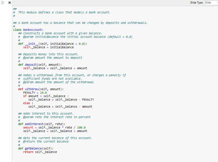 Solved Slide Type Slide Exercise #2 Implement a class | Chegg.com