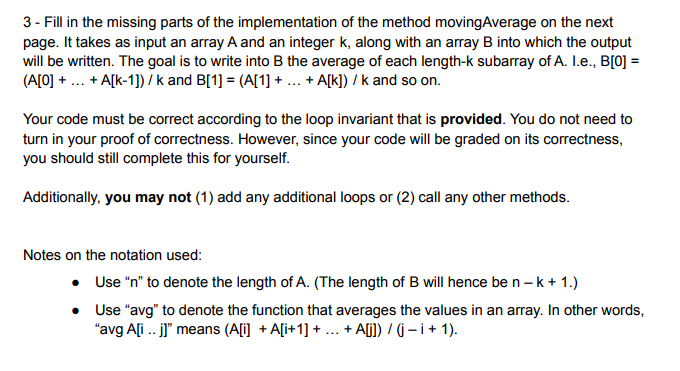 Solved 3 - Fill in the missing parts of the implementation | Chegg.com