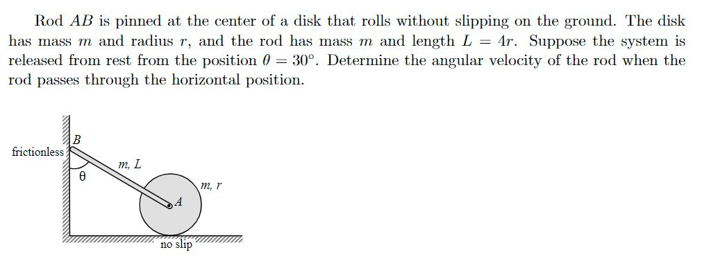 Solved Rod AB is pinned at the center of a disk that rolls | Chegg.com