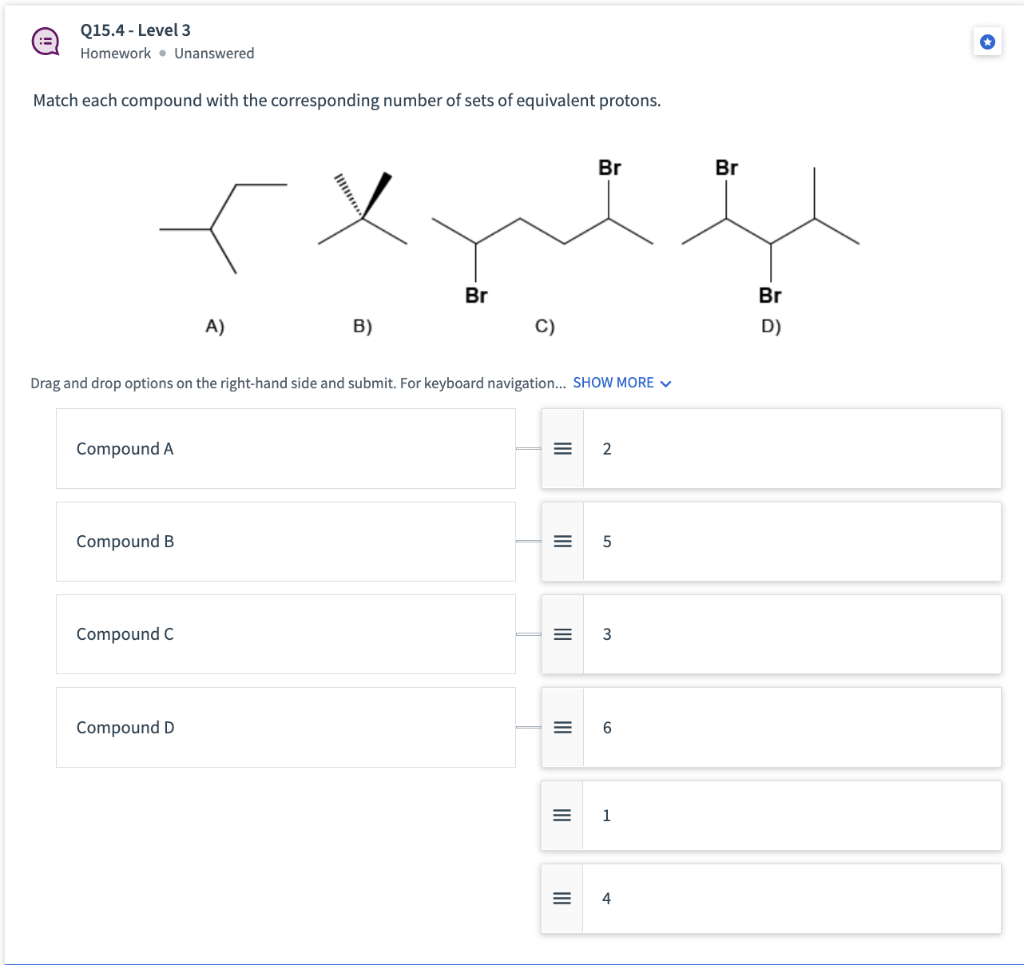 Solved Match each compound with the corresponding number of | Chegg.com
