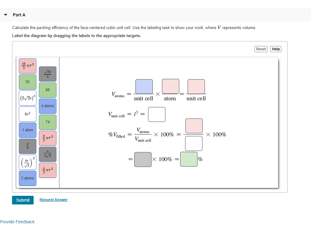 Solved Part A Calculate the packing efficiency of the | Chegg.com