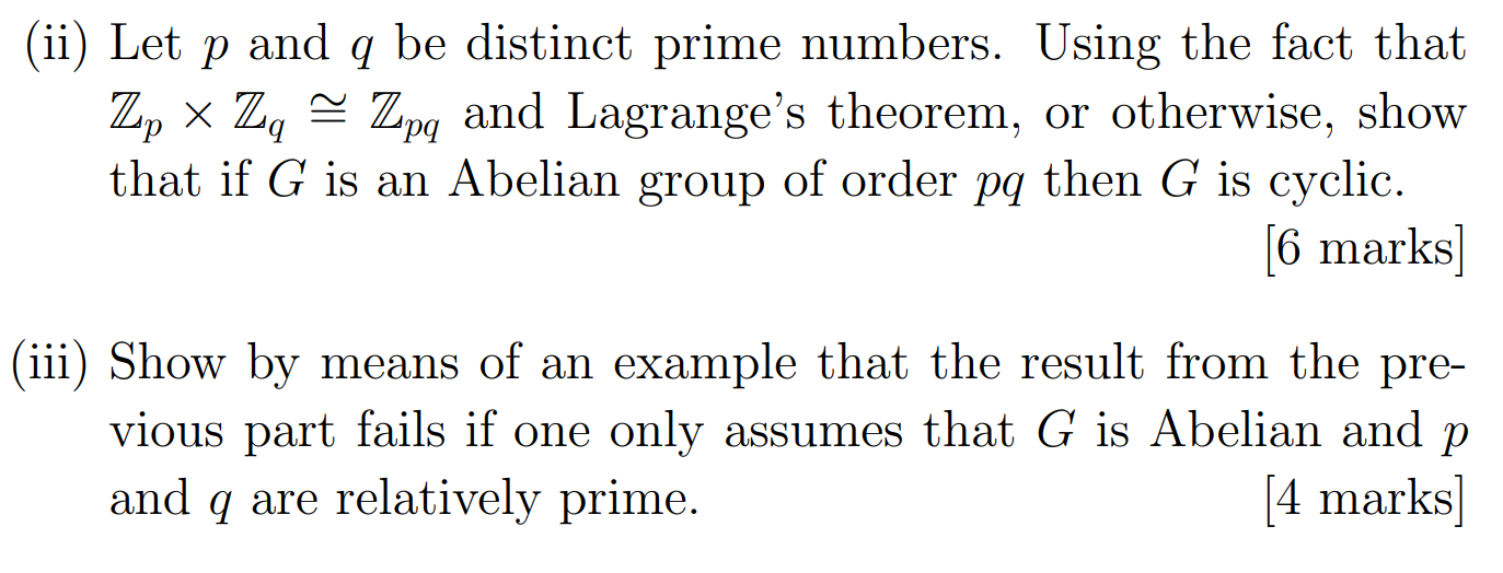 Solved (ii) Let p and q be distinct prime numbers. Using the | Chegg.com