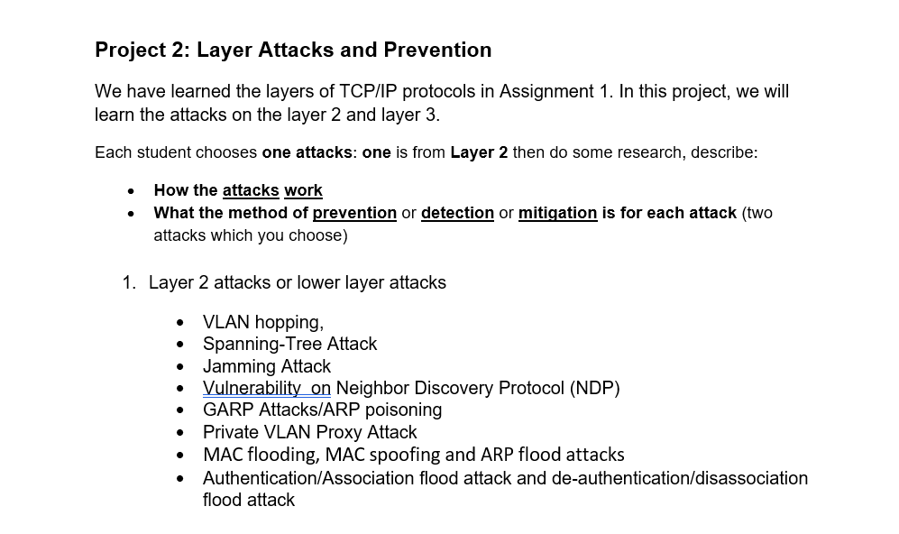 Solved Project 2: Layer Attacks and Prevention We have | Chegg.com