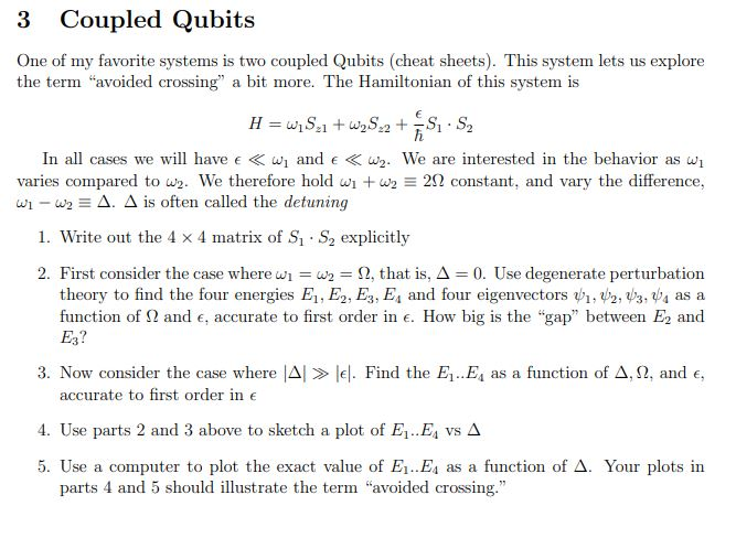 Solved 3 Coupled Qubits One of my favorite systems is two | Chegg.com