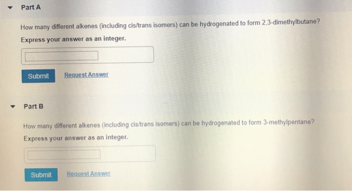 Solved Part A How many different alkenes (ncluding cistrans | Chegg.com