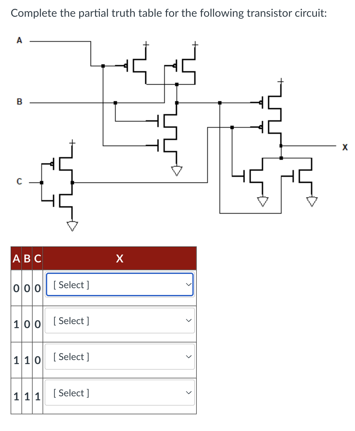 Solved Complete the partial truth table for the following | Chegg.com