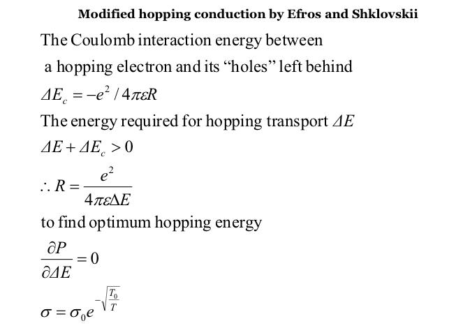 Solved - Modified hopping conduction by Efros and Shklovskii | Chegg.com