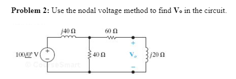 Solved Problem 2: Use the nodal voltage method to find V. in | Chegg.com