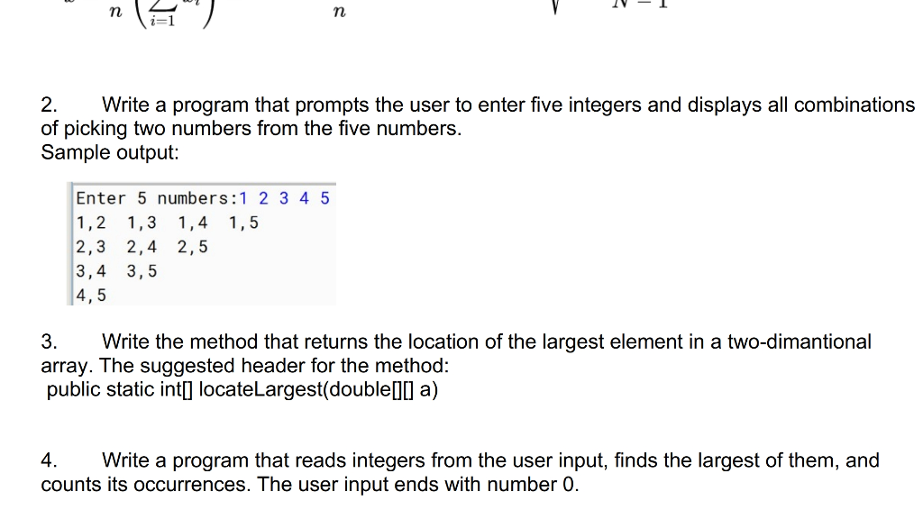 Solved i=1 2. of picking two numbers from the five numbers. | Chegg.com