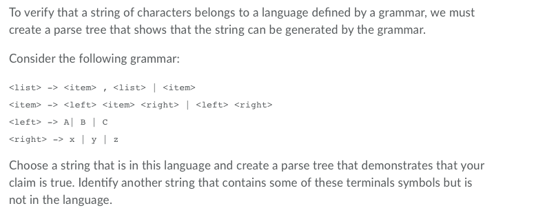 Solved To verify that a string of characters belongs to a | Chegg.com