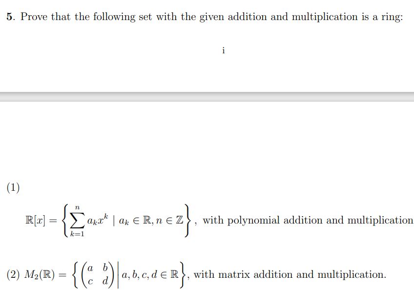 Solved 5. Prove that the following set with the given | Chegg.com Solved 5. Prove that the following set with the given | Chegg.com