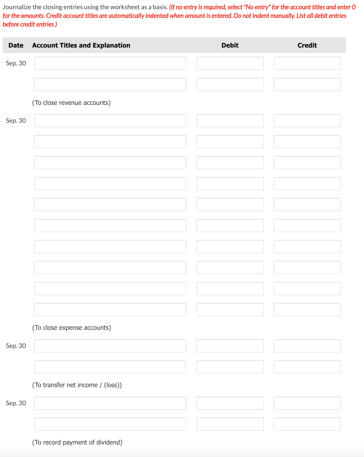 Solved Journalize the closing entries using the worksheet as | Chegg.com