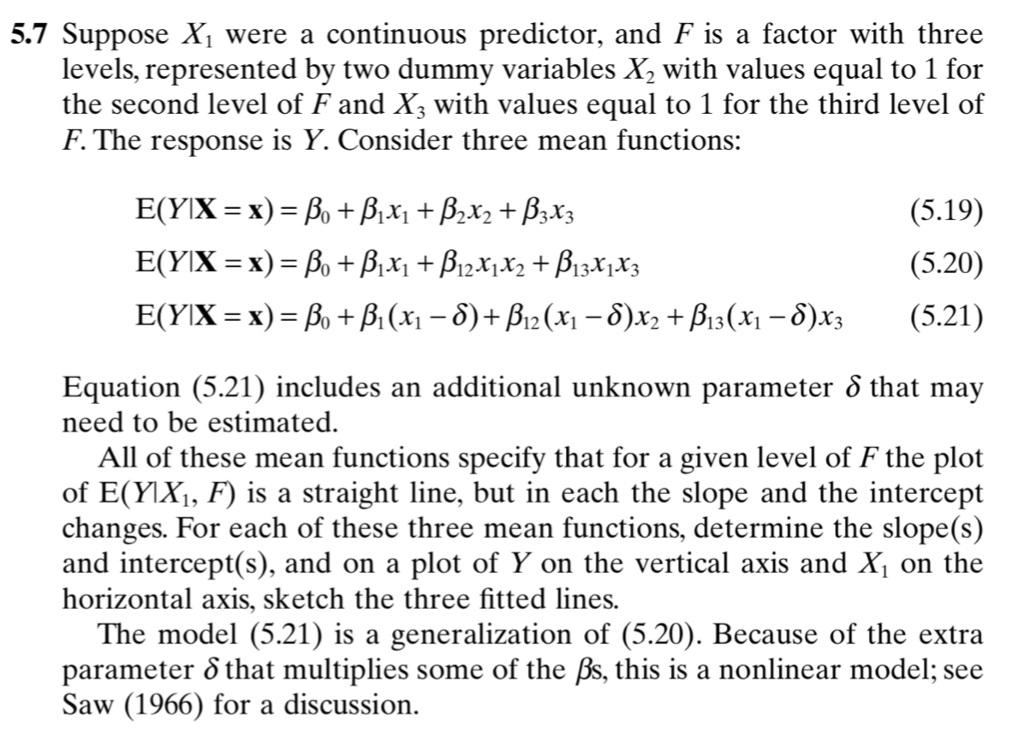 5.7 Suppose X, were a continuous predictor, and F is | Chegg.com