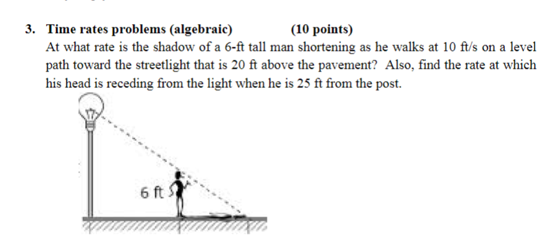 Solved Time rates problems (algebraic) (10 points) At what | Chegg.com