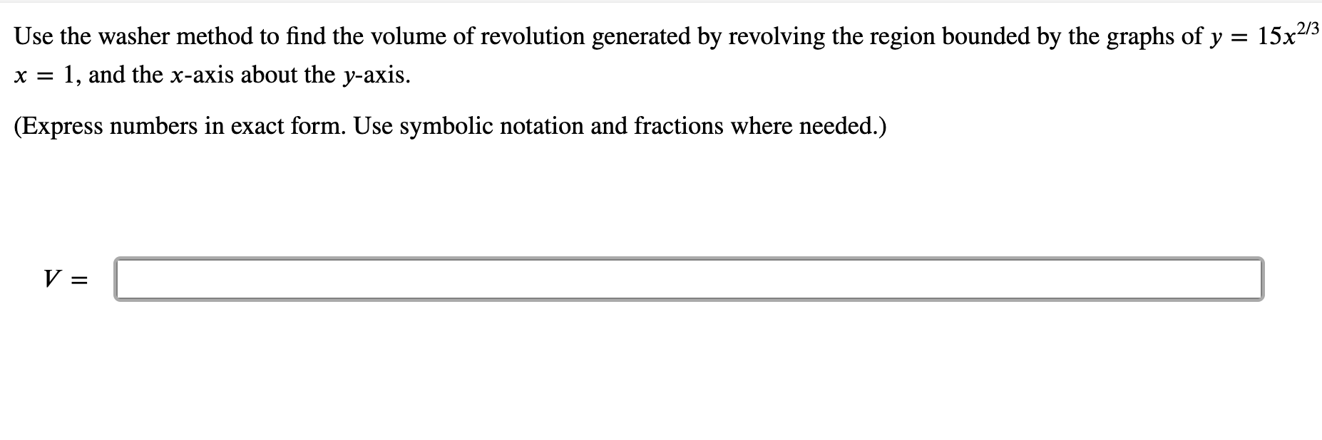 Solved Use the washer method to find the volume of | Chegg.com