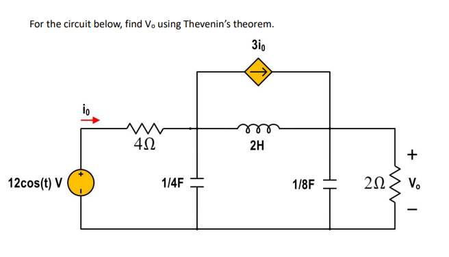 For the circuit below, find Vo using Thevenin's | Chegg.com