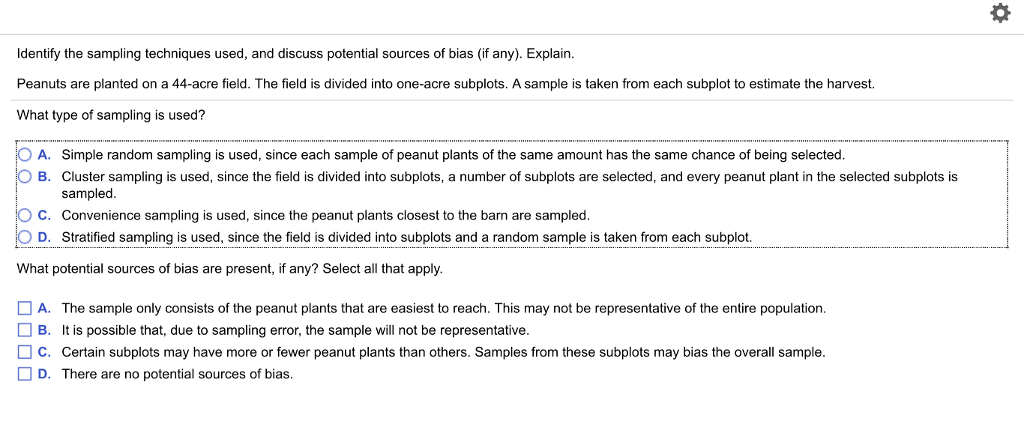 Solved Identify the sampling techniques used, and discuss | Chegg.com