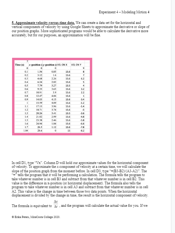 Experiment 4: Projectile Motion - online version | Chegg.com