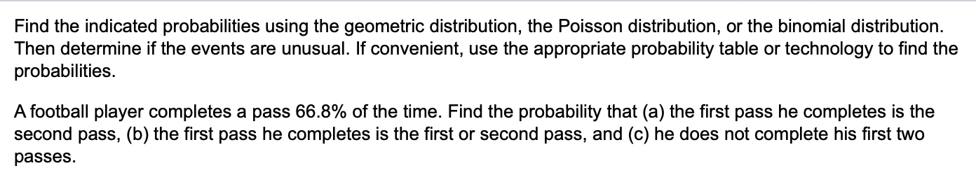 Solved Find the indicated probabilities using the geometric | Chegg.com