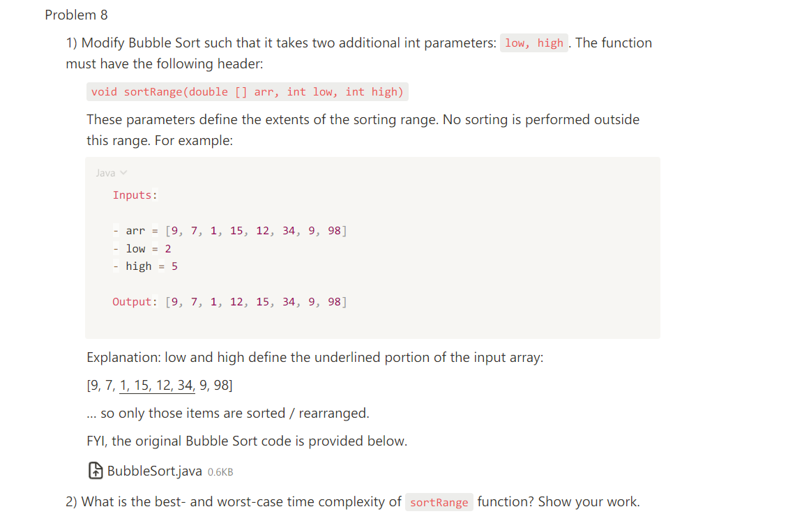 Solved public class BubbleSort { void sort (float [] | Chegg.com