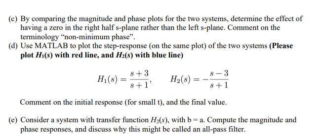 Solved Problem 2: A non-minimum phase linear system is | Chegg.com