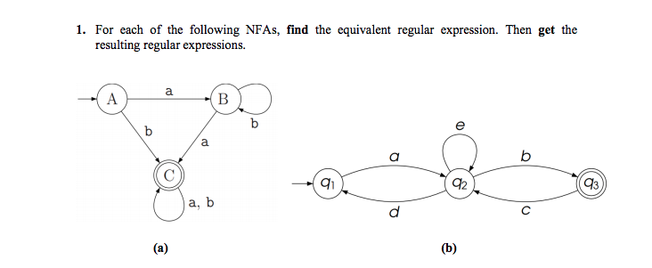 Solved For each of the following NFAs, find the equivalent | Chegg.com