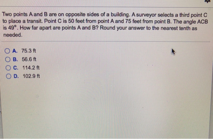 Solved Two points A and B are on opposite sides of a | Chegg.com