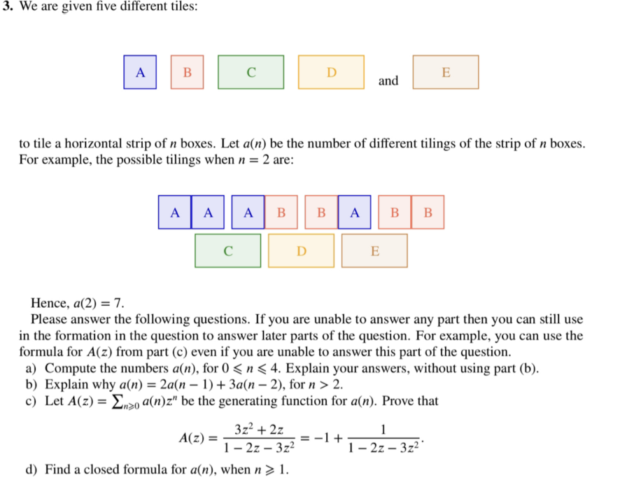 Solved We are given five different tiles:andto tile a | Chegg.com