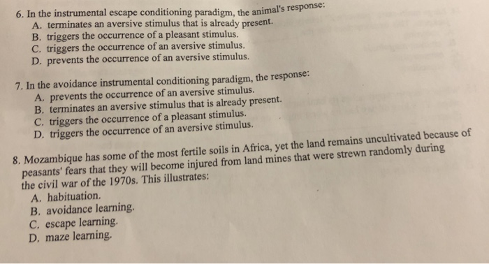 Solved 2. The essential characteristic of free operant | Chegg.com
